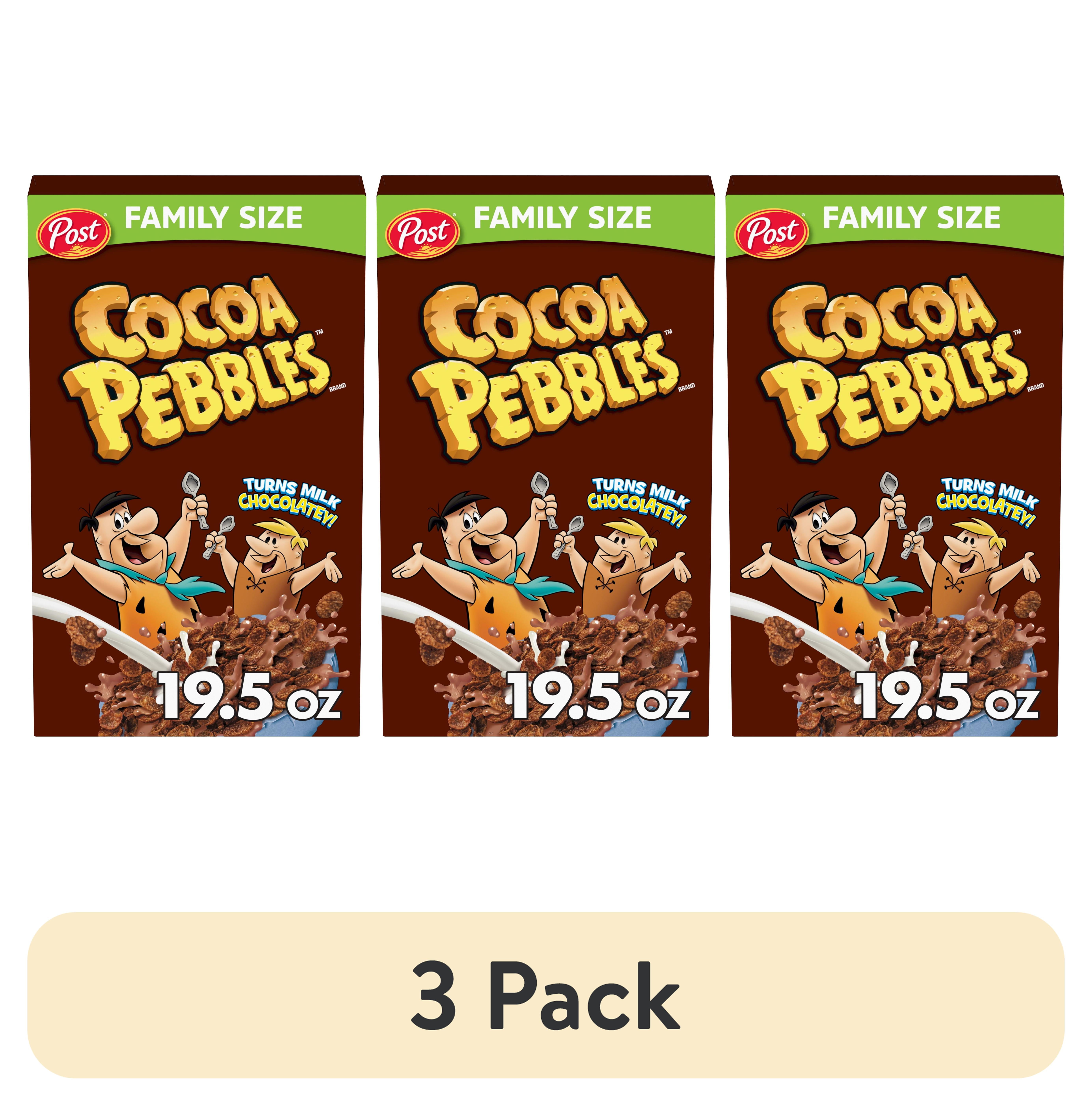 (3 pack) Post Cocoa PEBBLES Cereal, Chocolatey Kids Cereal, Gluten Free ...
