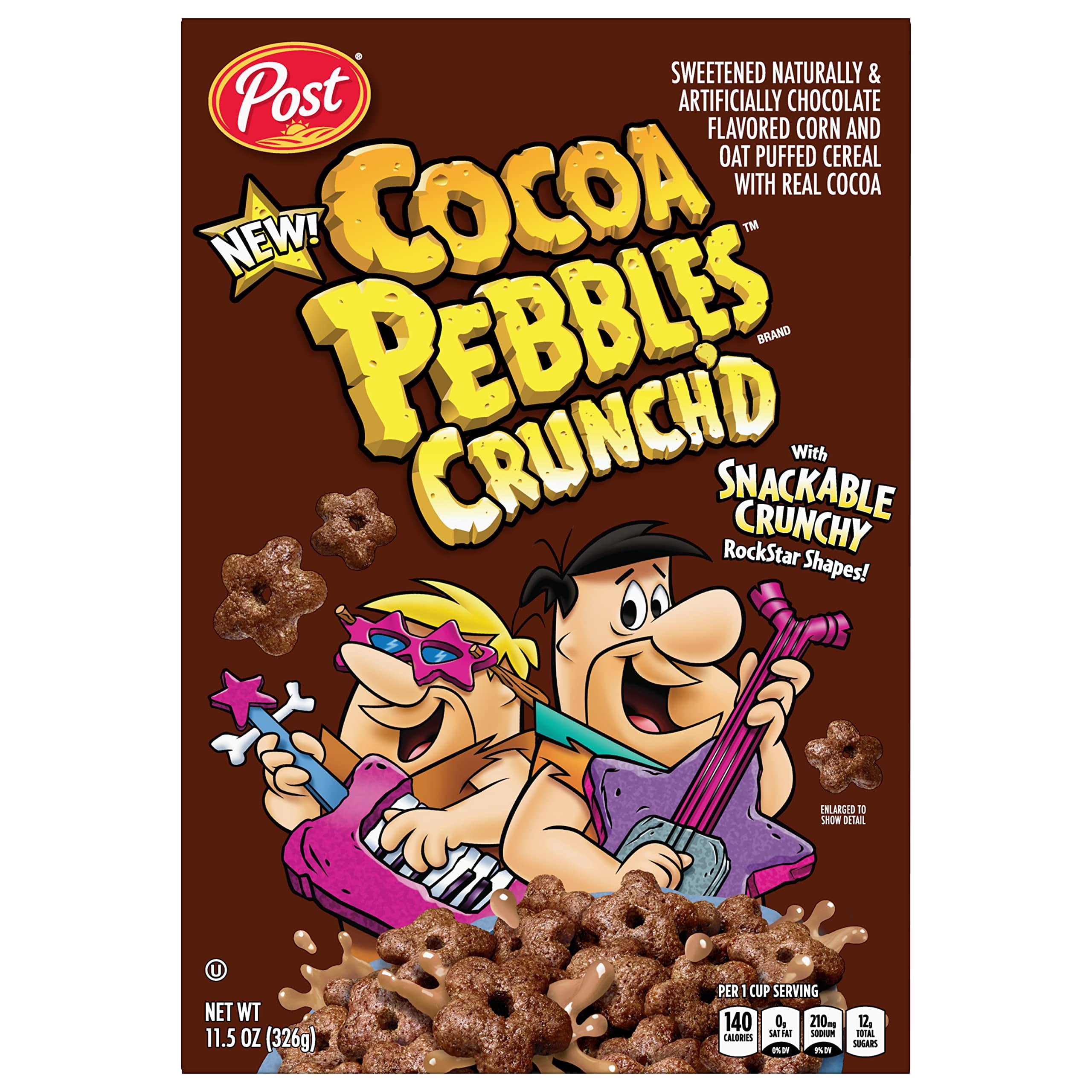 Post Cocoa PEBBLES Crunch'D Cereal, Chocolatey Sweetened Corn and Oat ...