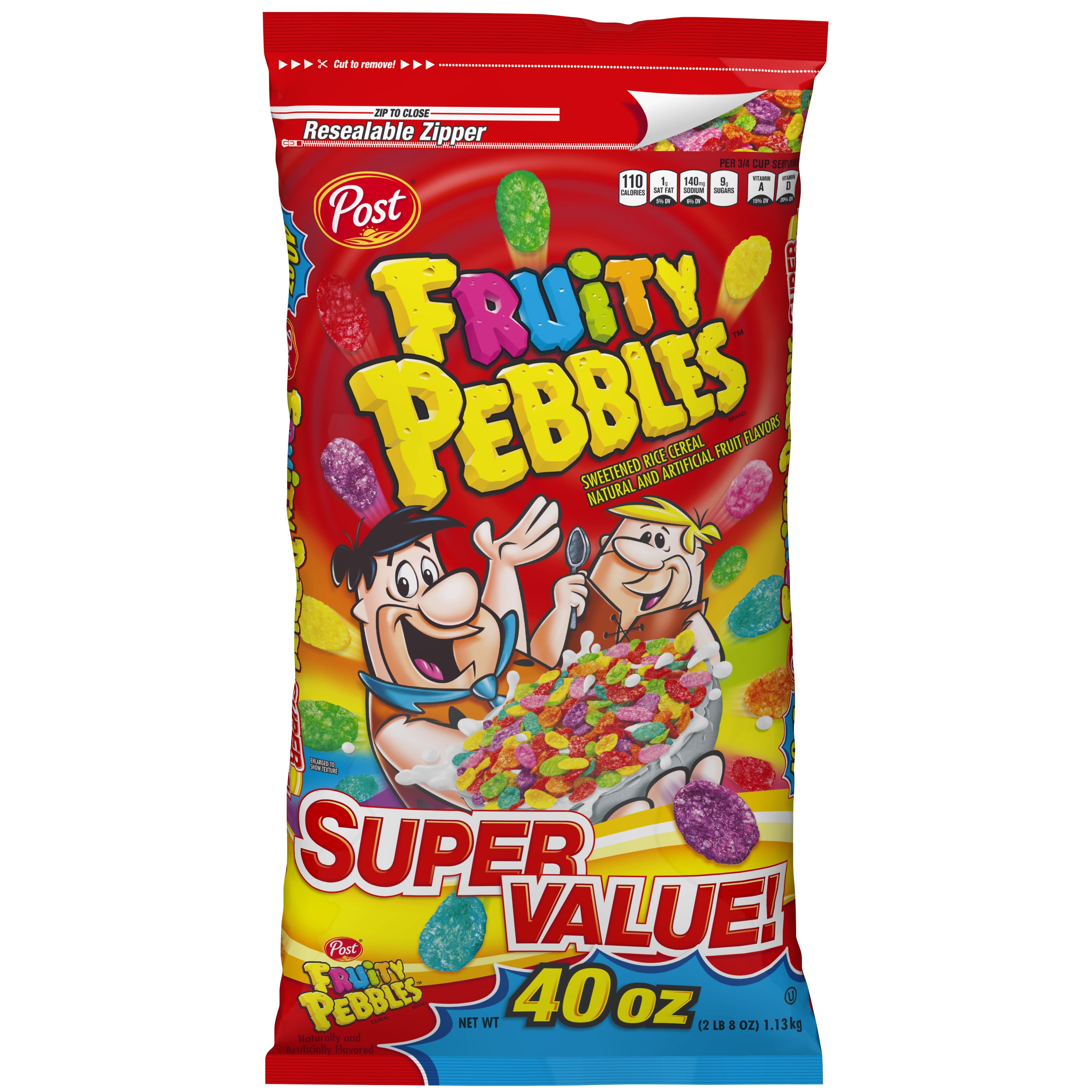 Post Fruity Pebbles Gluten Free Breakfast Cereal, 40 Oz Bag - Walmart.com