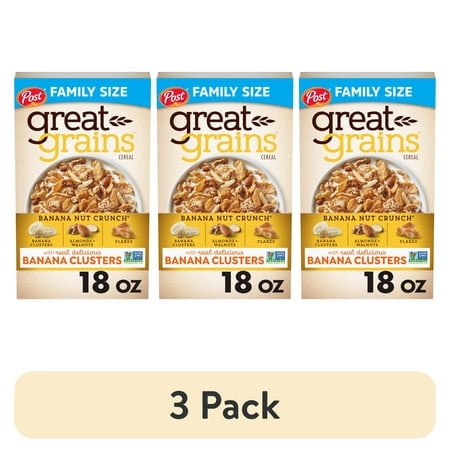 (3 pack) Post Great Grains Banana Nut Crunch, Non-GMO, Heart Healthy ...