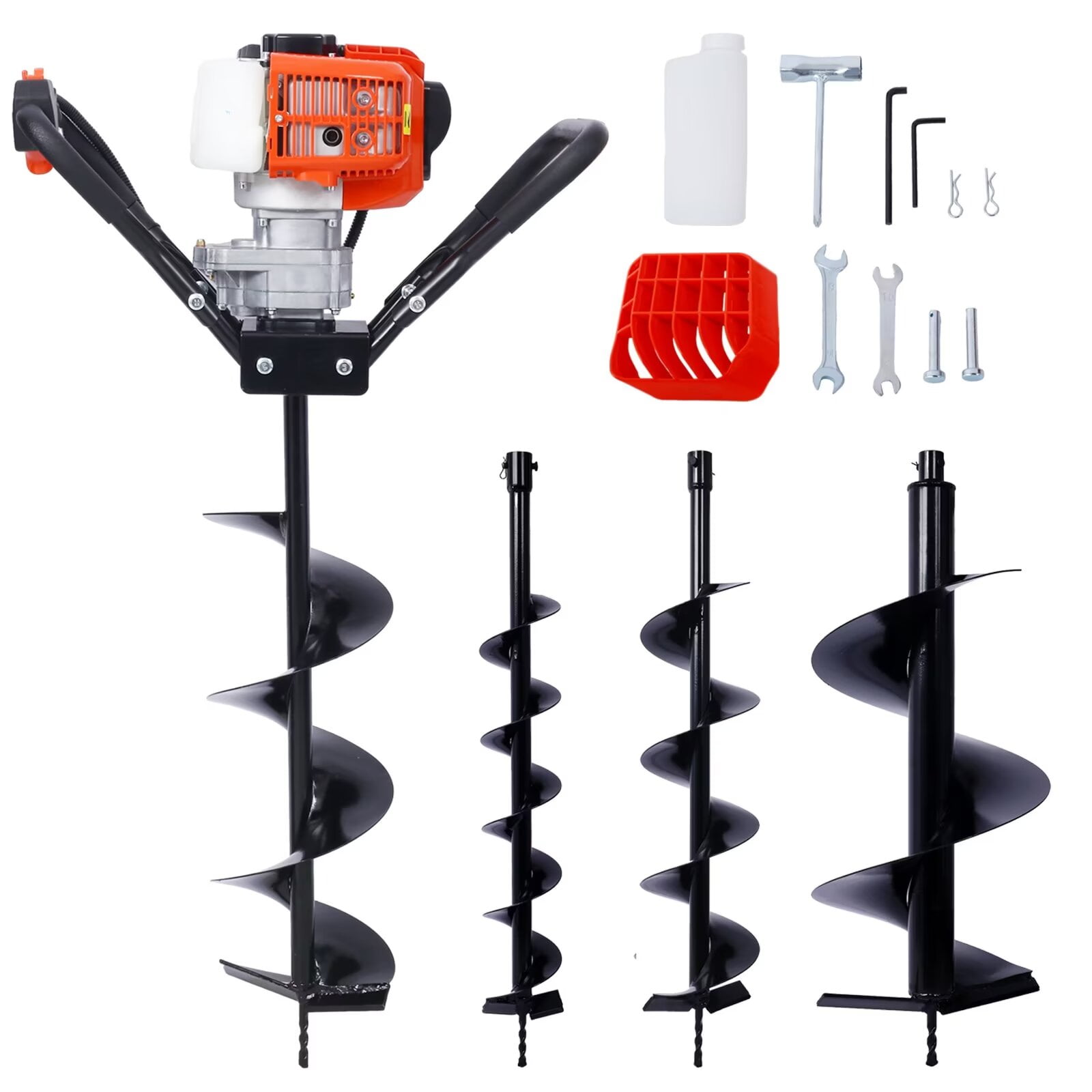 Post Hole Digger, 52CC 2 Stroke Gas Powered Engine with 4 Drill Bits 4 ...