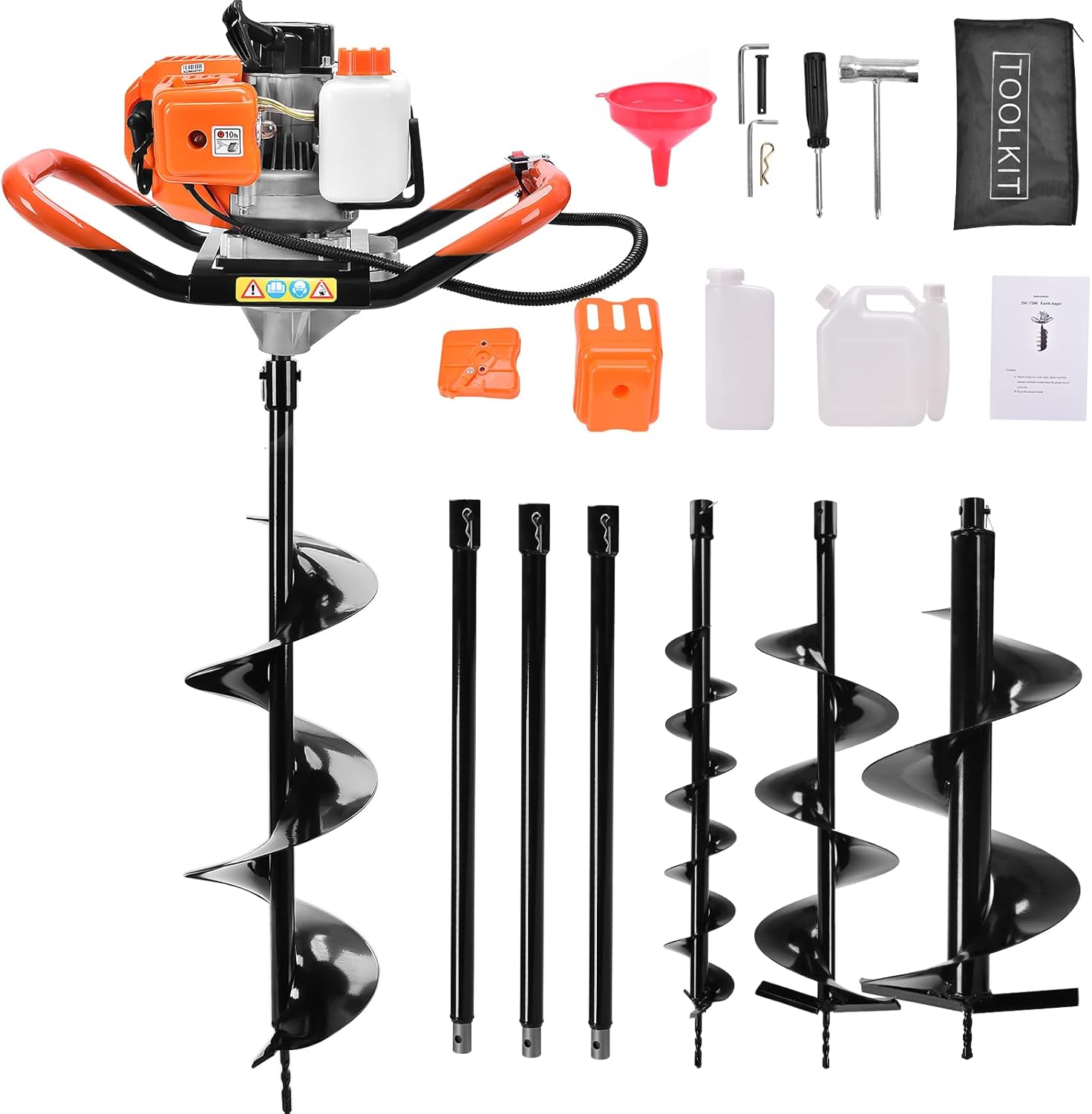 Post Hole Digger,72CC Auger Post Hole Digger Gas Powered Auger with 3 ...