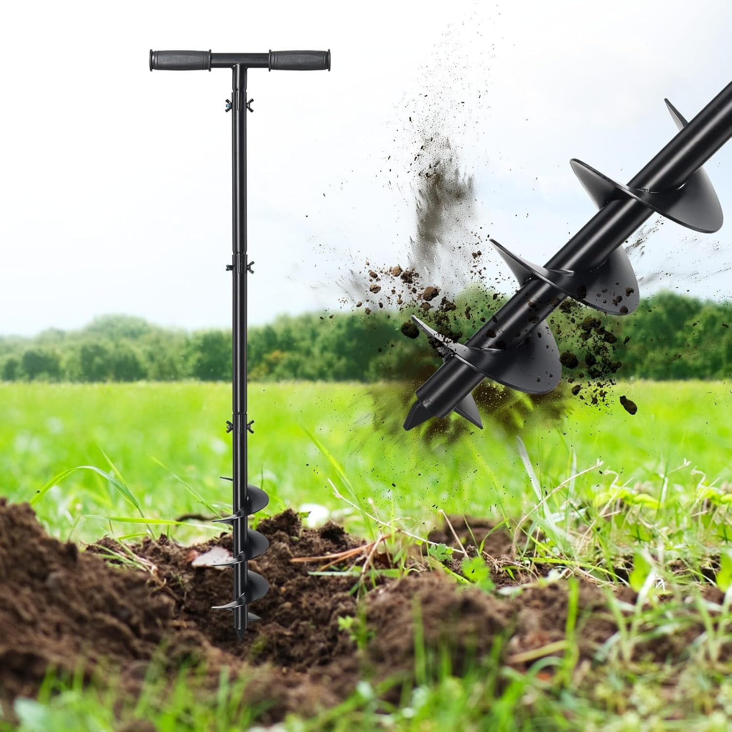 Post Hole Digger, Hand Auger Spiral Drill for Planting, 38 Inch Long ...