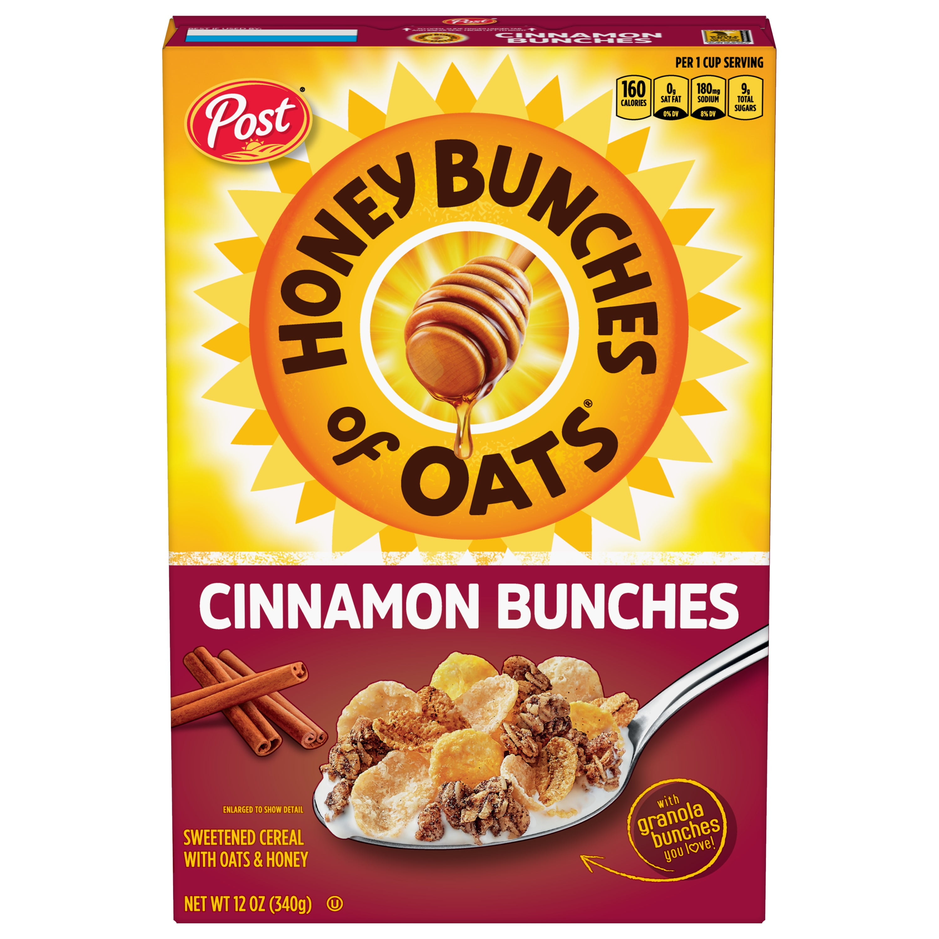 Honey Bunches of Oats, Breakfast Cereal, Cinnamon Bunches, 12 oz ...