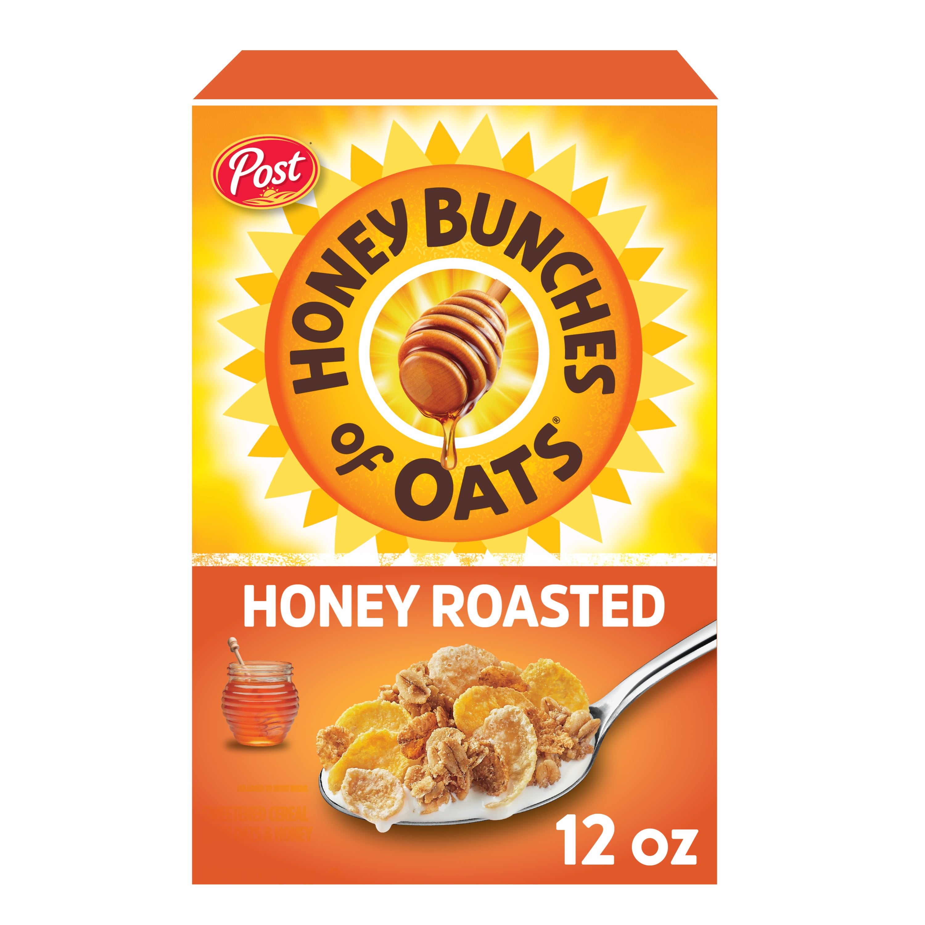 (4 pack) Post Honey Bunches of Oats Honey Roasted Breakfast Cereal, 12 ...