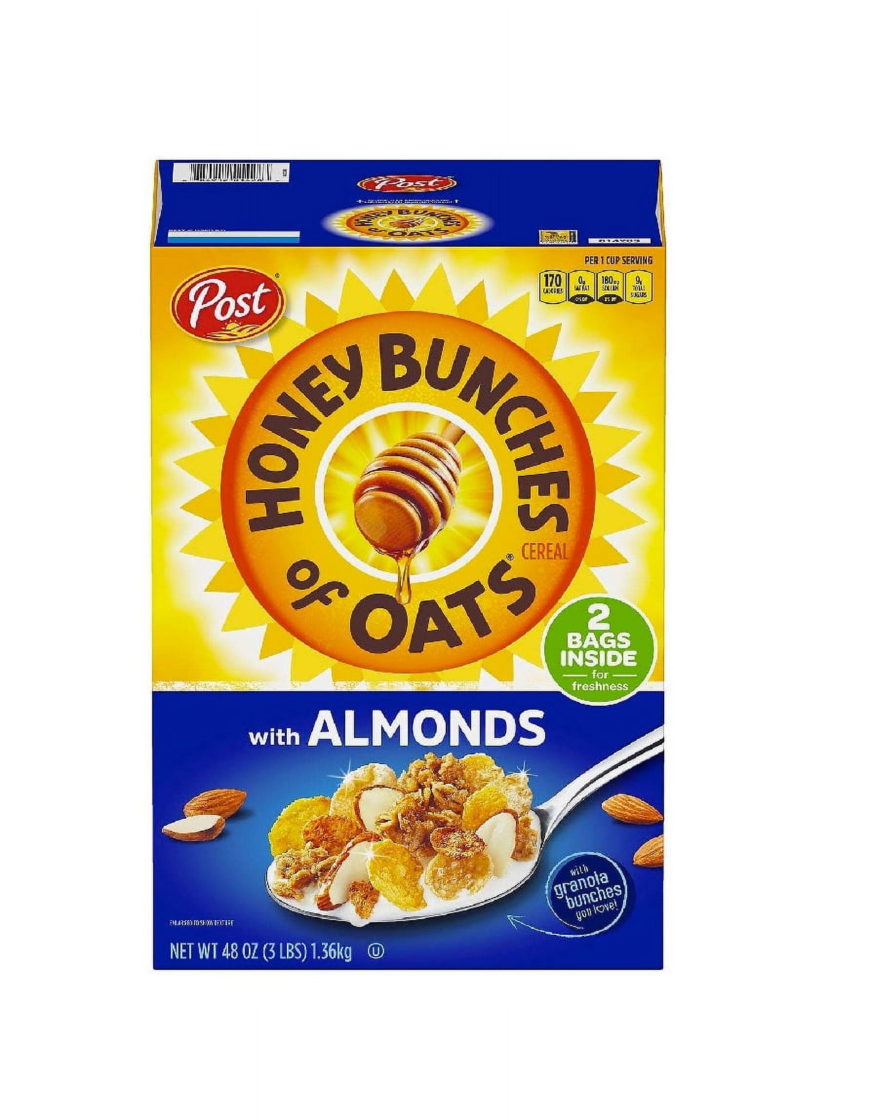 Post Honey Bunches of Oats Cereal with Crispy Almonds, Nutty Breakfast ...