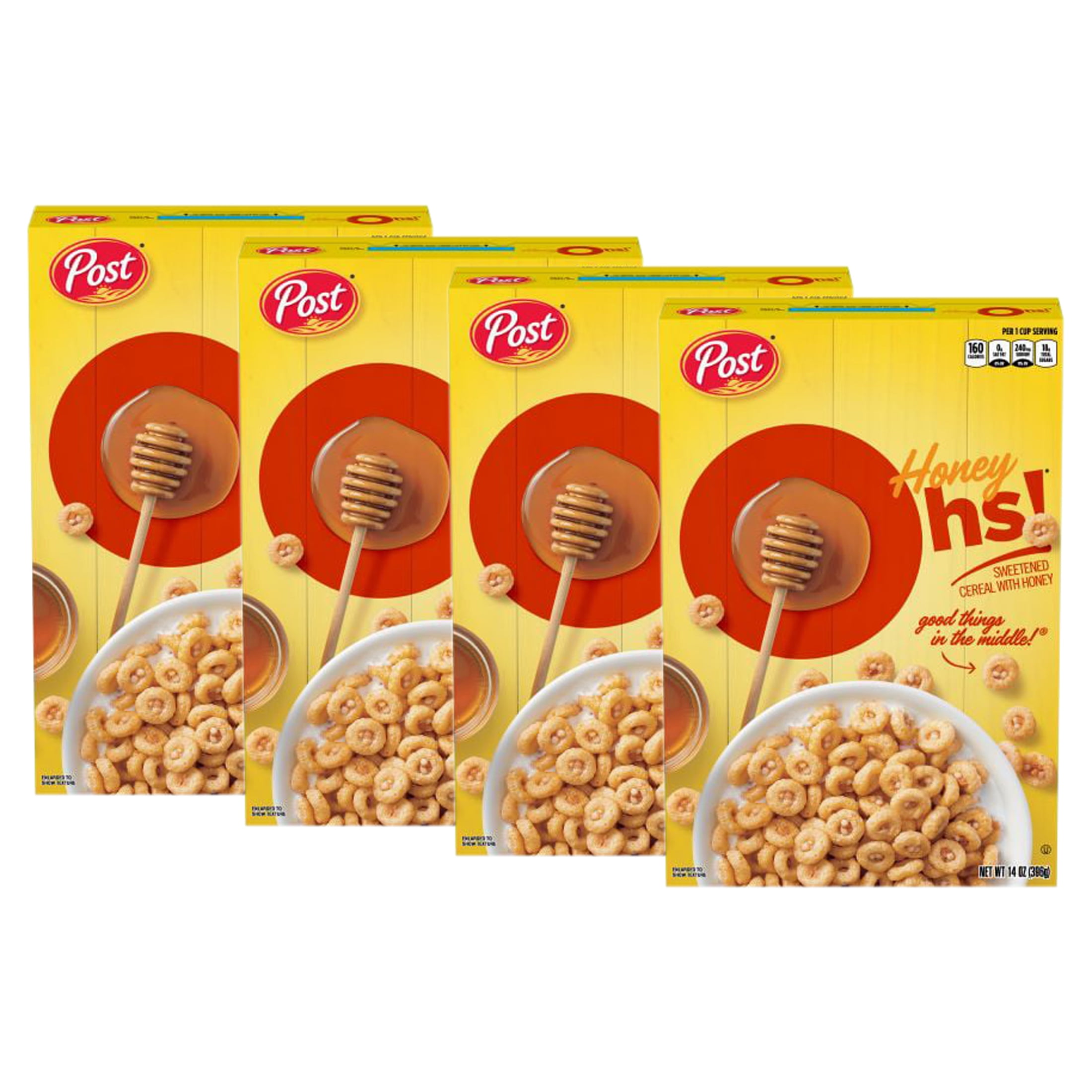 (4 pack) Honey Ohs! Sweetened Honey Cereal, 14 oz Box - Walmart.com