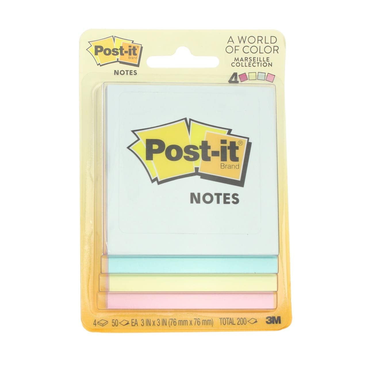 Post-It 3 in. W x 3 in. L Assorted Sticky Notes 4 pad - Walmart.com