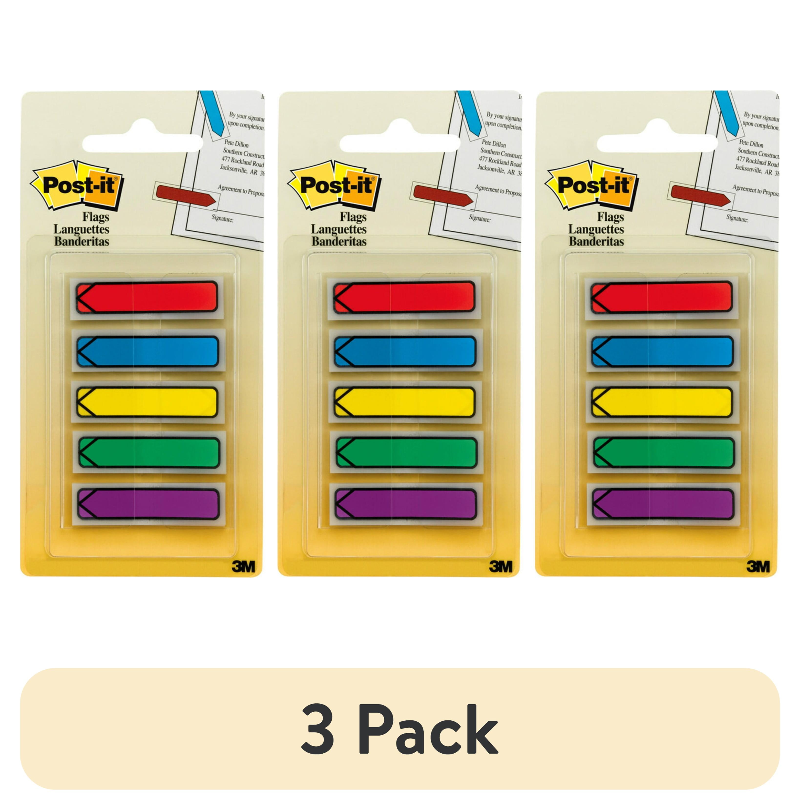 (3 pack) Post-It Arrow Flags, Assorted Primary Colors, .47" Wide, 100 ...