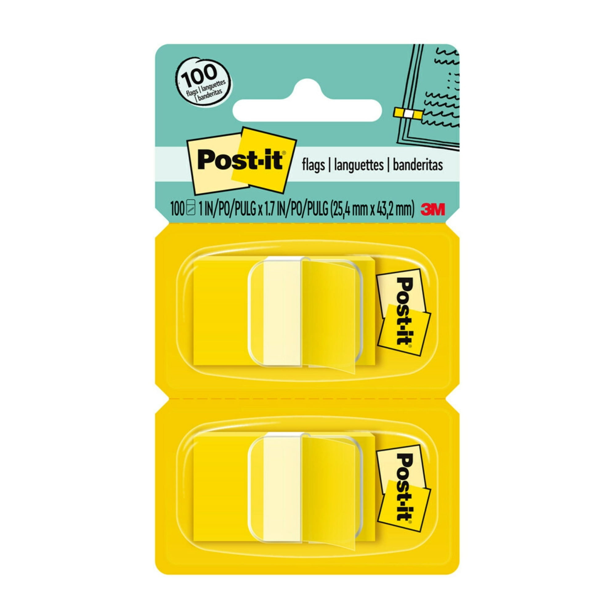 Post-It Flags, 1" Wide, Yellow, 50 Flags/Catridge, 2 Catridges/Pack ...