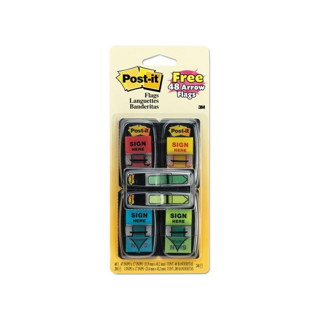 Post-It®, MMM680SH4VA, Message Flag Value Pack - 4 Dispensers Plus Two ...