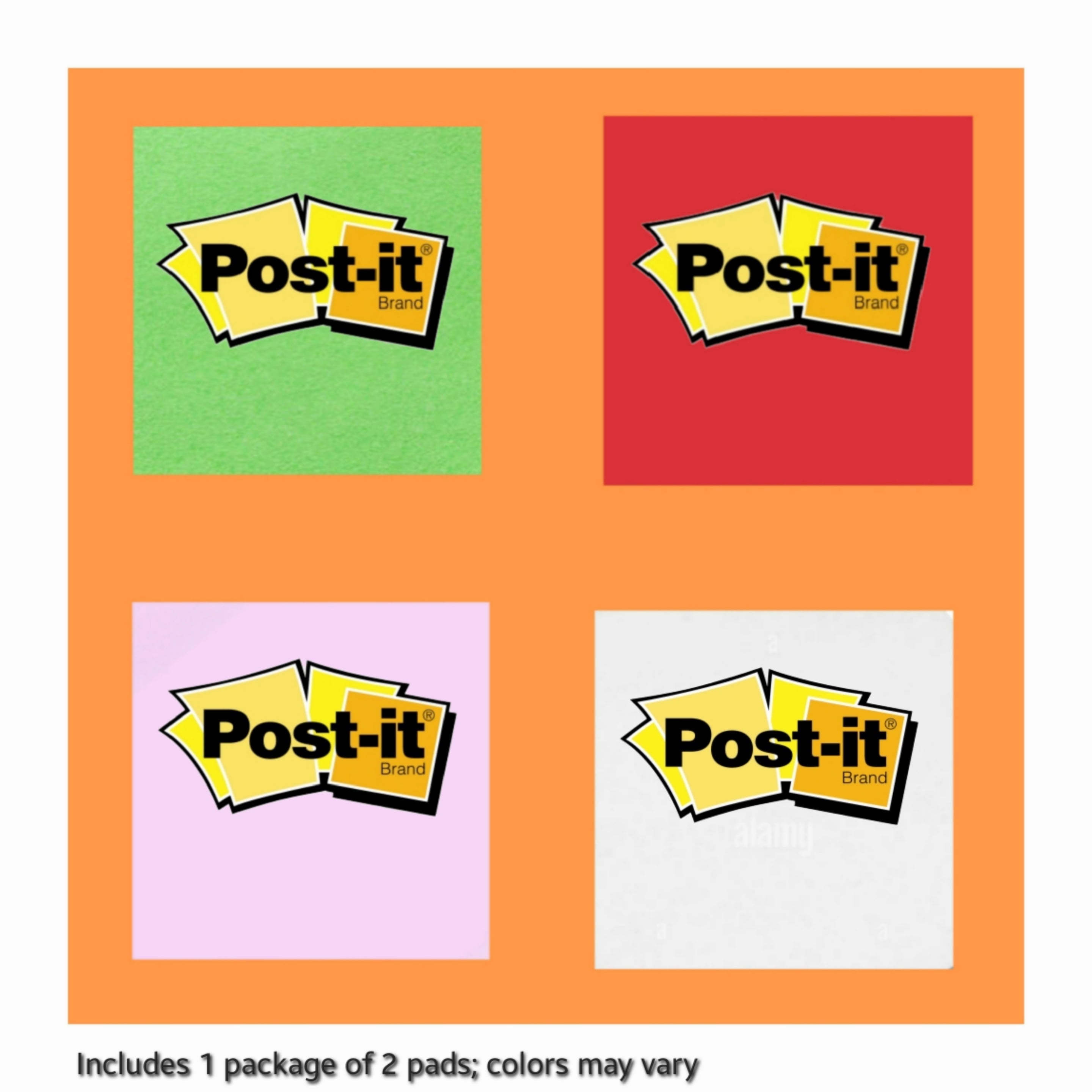Post-It Notes -2 Pads of 88 Sheets Assorted Colors - 2.5" x 3 ...