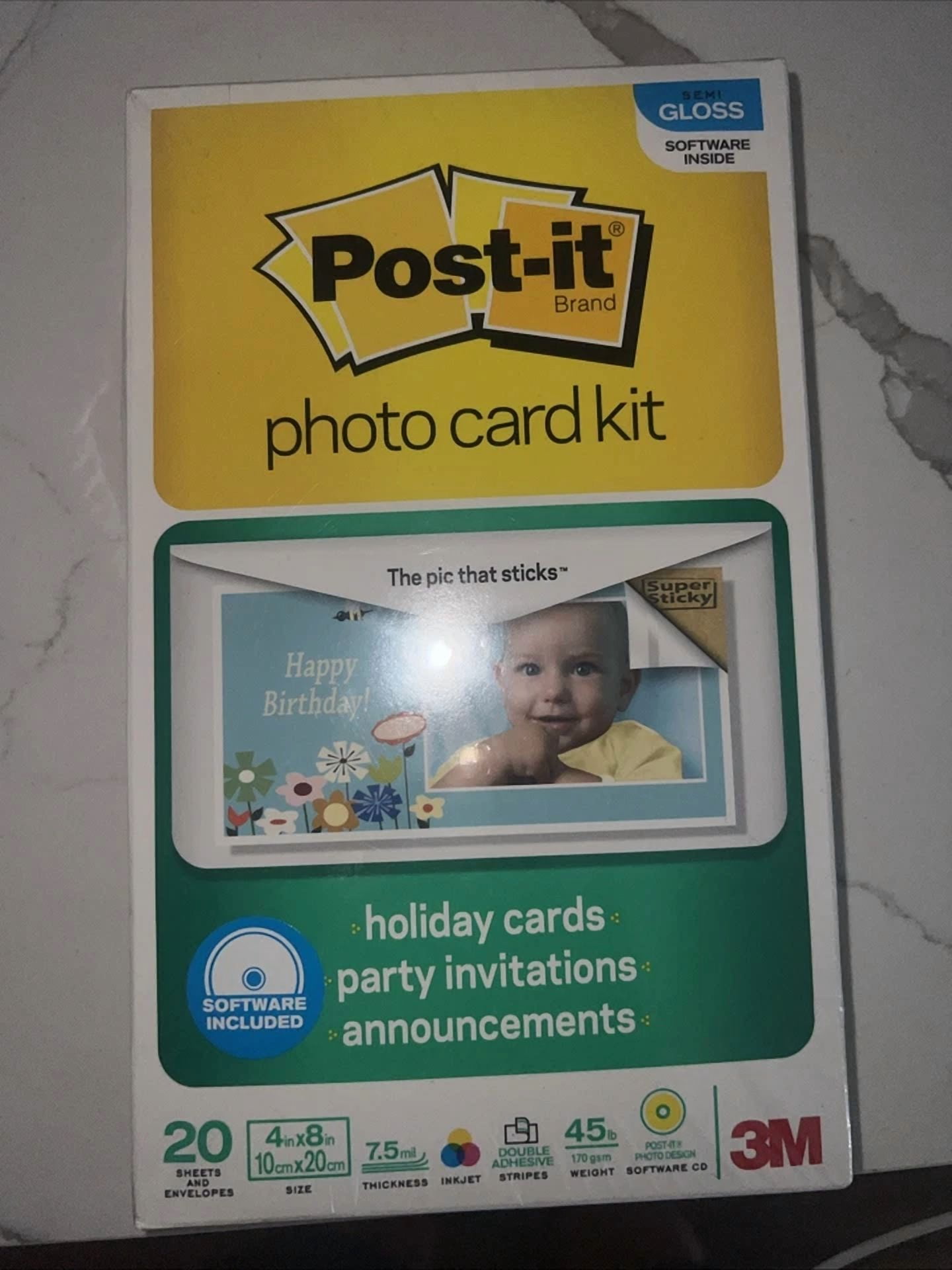 Post-It Photo Holiday 4 X 8" Card Kit 20 Semi Gloss Software Included ...