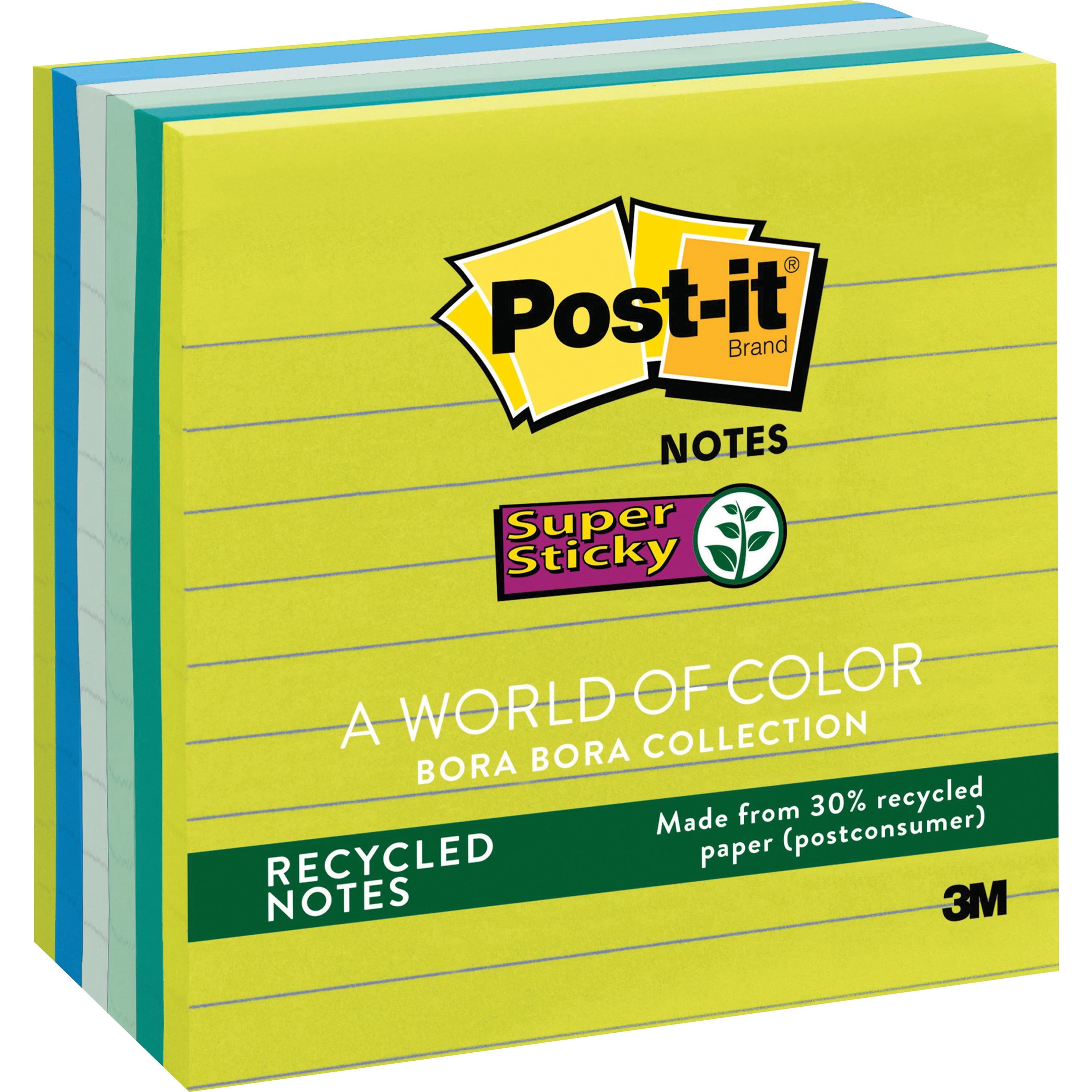 Post-It Super Sticky Recycled Notes 6 Pack, 4in. x 4in., Lined ...