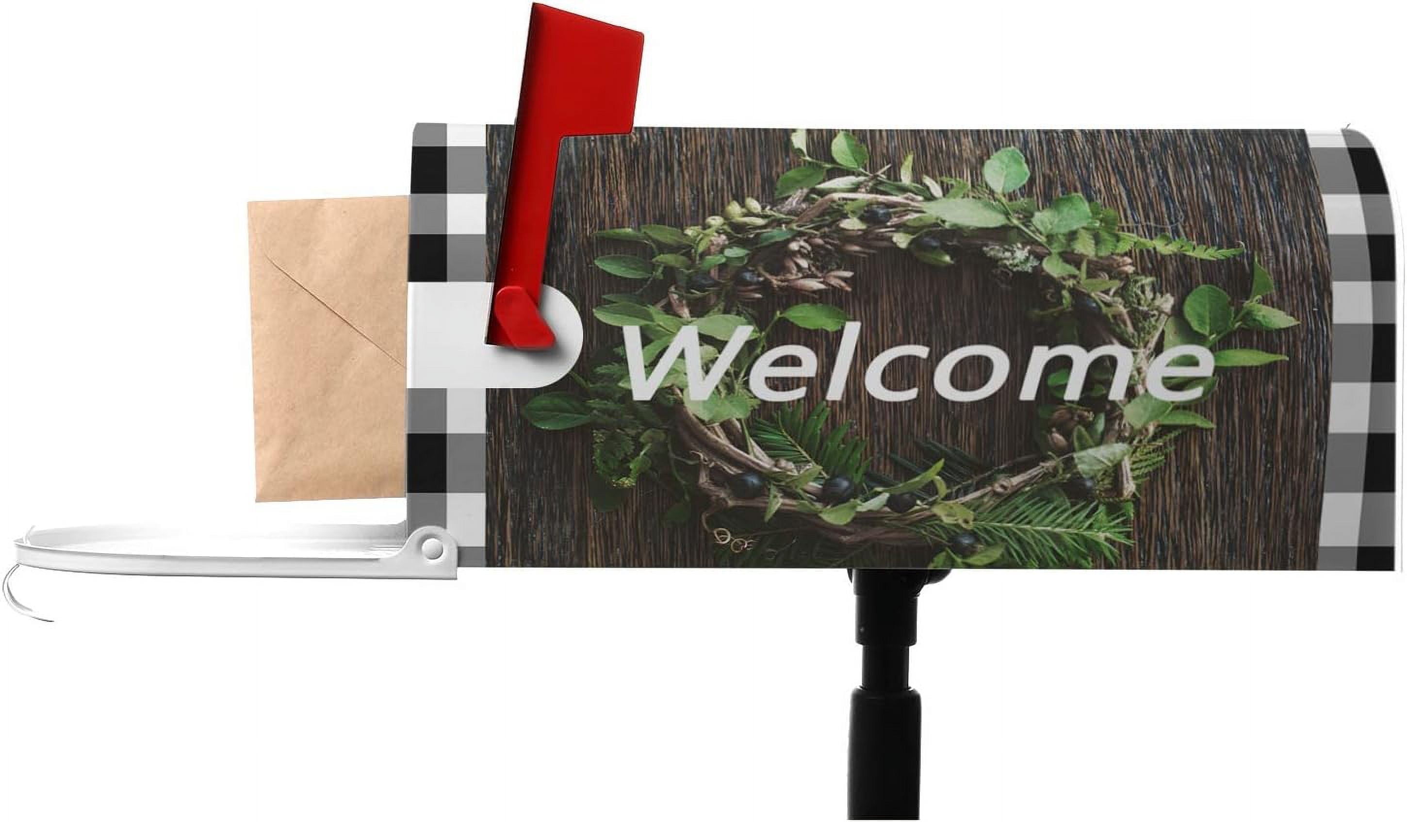Post Letter Box Cover Welcome Wreath Mailwraps Mailbox Covers with ...