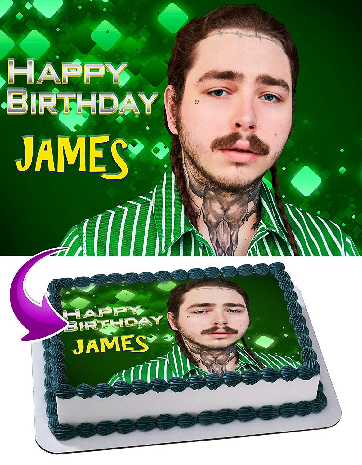 Post Malone Edible Cake Image Topper Personalized Birthday Party 1/4 ...