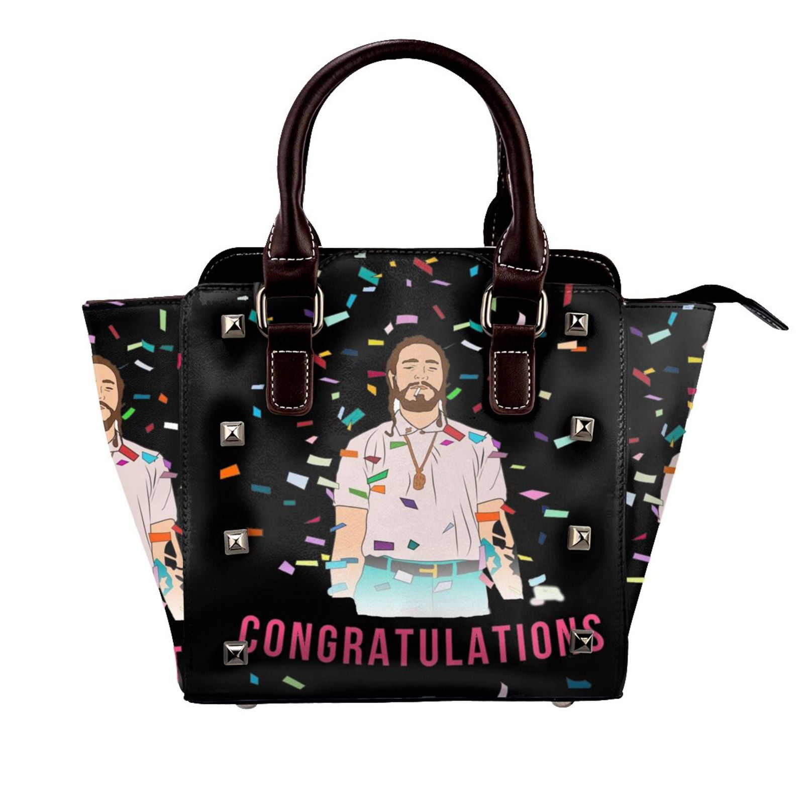 Post Malone Malone Handbag Leather Rivet Shoulder Bag Luxury Fashion ...
