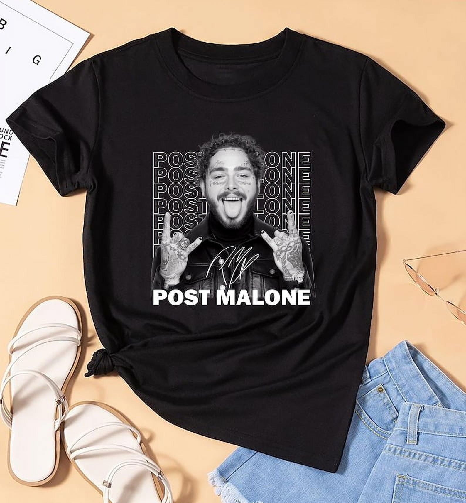 Post Malone Signature T-Shirt, Graphic Post Malone T-Shirt, Retro Rap ...