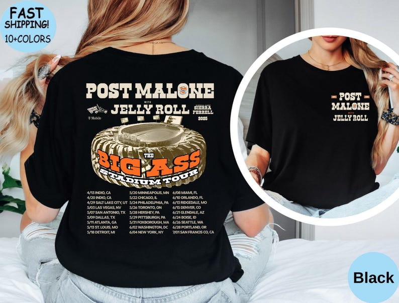 Post Malone Tour Concert Shirt, Post Malone Big Ass Stadium Tour 2025 ...