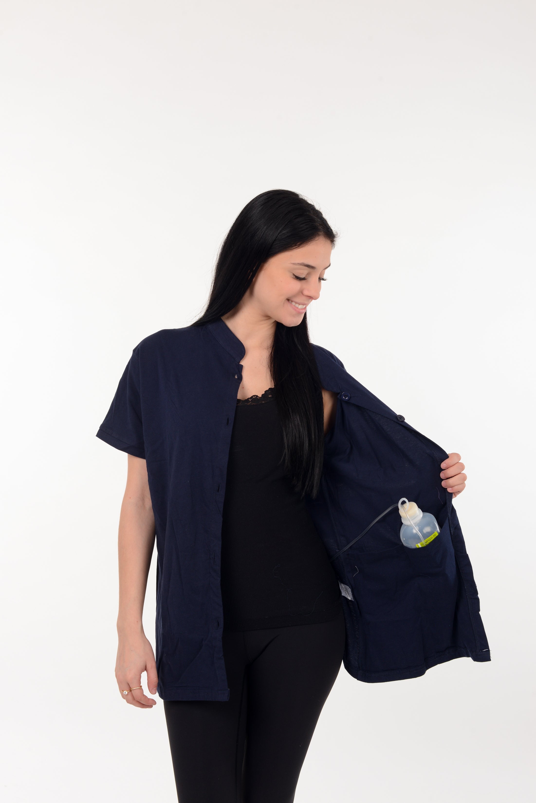 Post Mastectomy Band collar shirt with Drain pockets Camisole for Drain ...