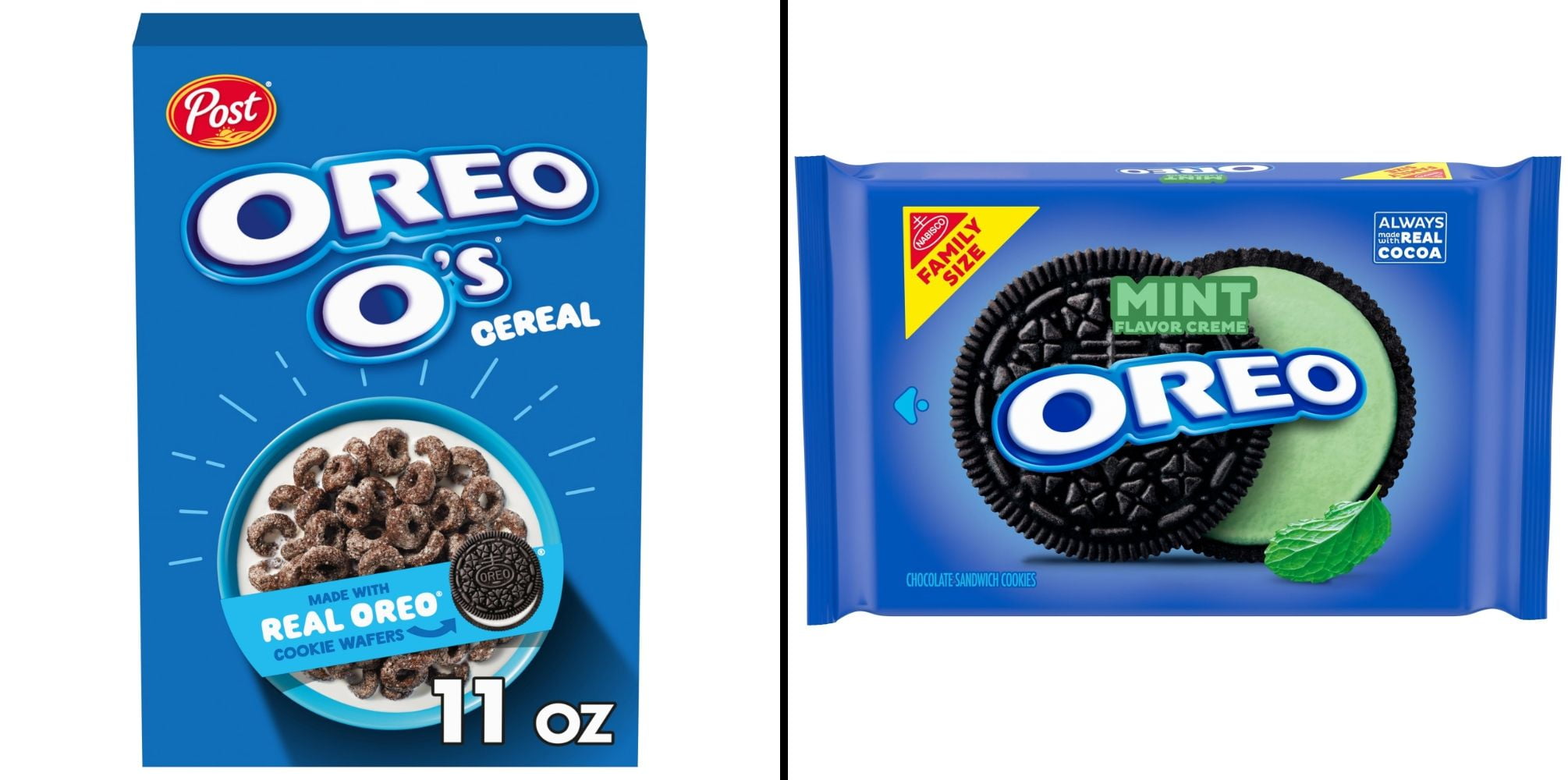 Post OREO O's Breakfast Cereal 11 oz & Mint Creme Chocolate Sandwich ...