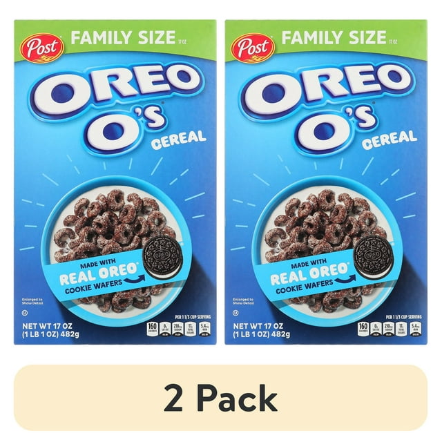 (2 pack) Post OREO O's Breakfast Cereal, Read-to-Eat, Crunchy 17 oz Box ...