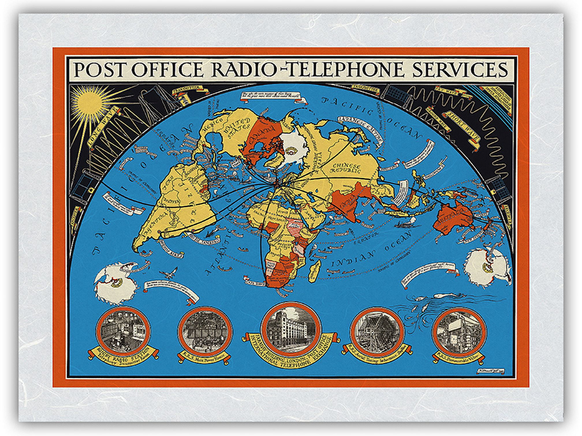 Post Office International Radio-Telephone Services - Vintage Pictorial ...