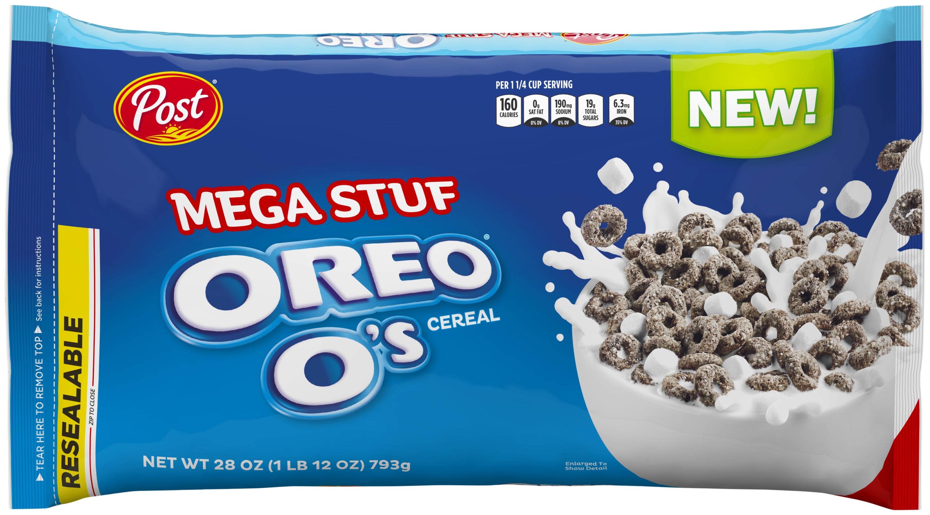 Post, Oreo O's Breakfast Cereal, Mega Stuf with Marshmallows, 28 Oz Bag ...