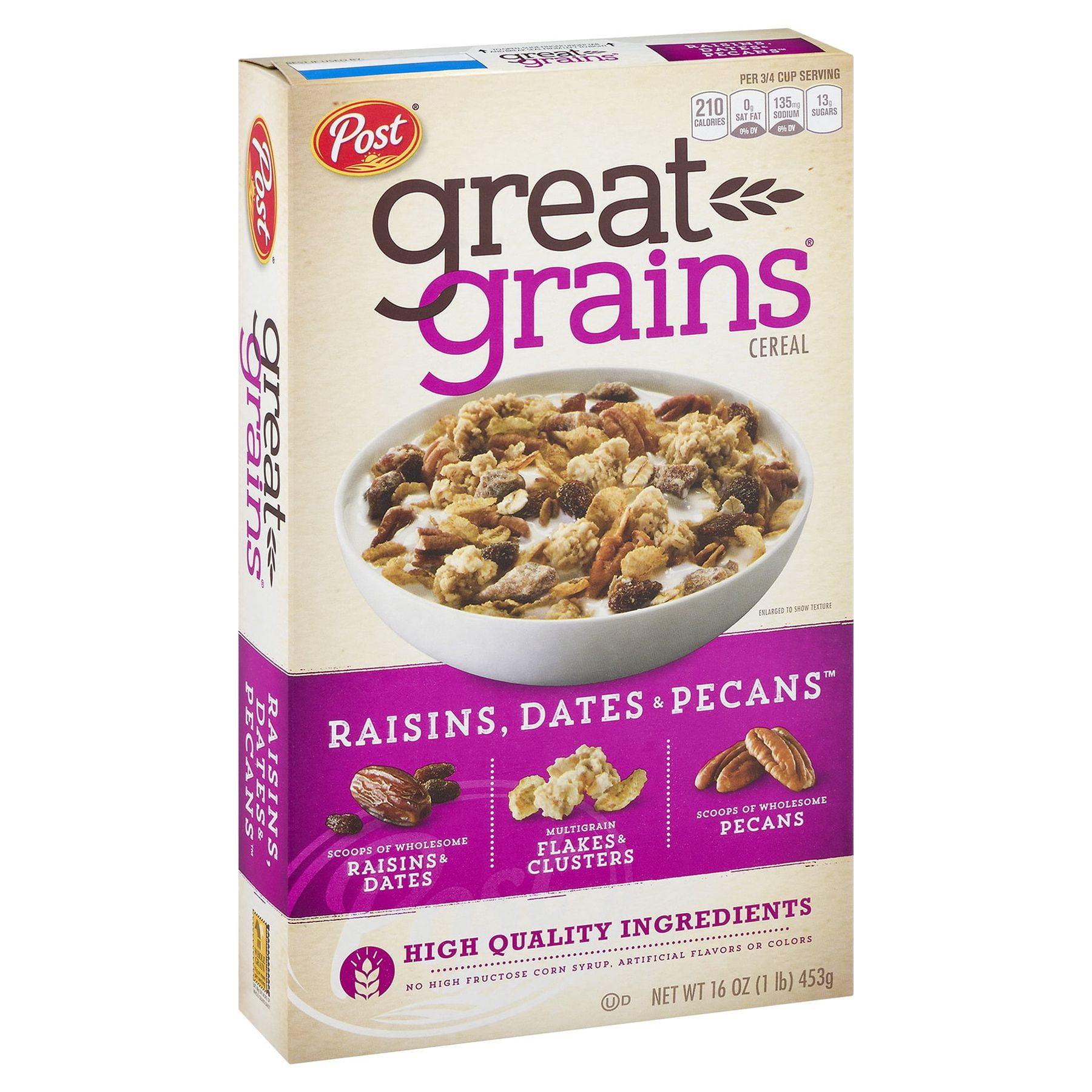 Post Great Grains Whole Grain Breakfast Cereal, Raisins, Dates & Pecans ...