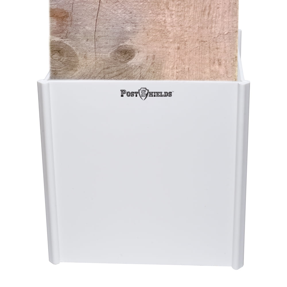 Post Shields White 6" L x 6" W x 6" H Mailbox & Fence Sleeve Trimmer ...