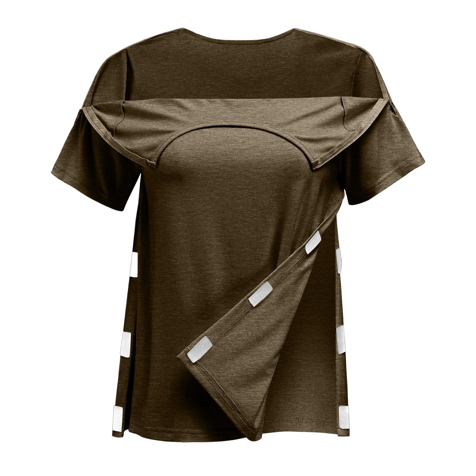 Post Surgery Shirts for Women Short Sleeve Crew Neck Tear Away Shirts ...