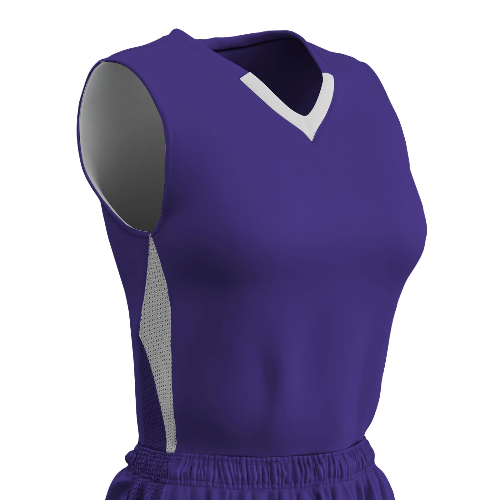 CHAMPRO Girls' Medium Reversible Basketball Jersey Purple/White ...