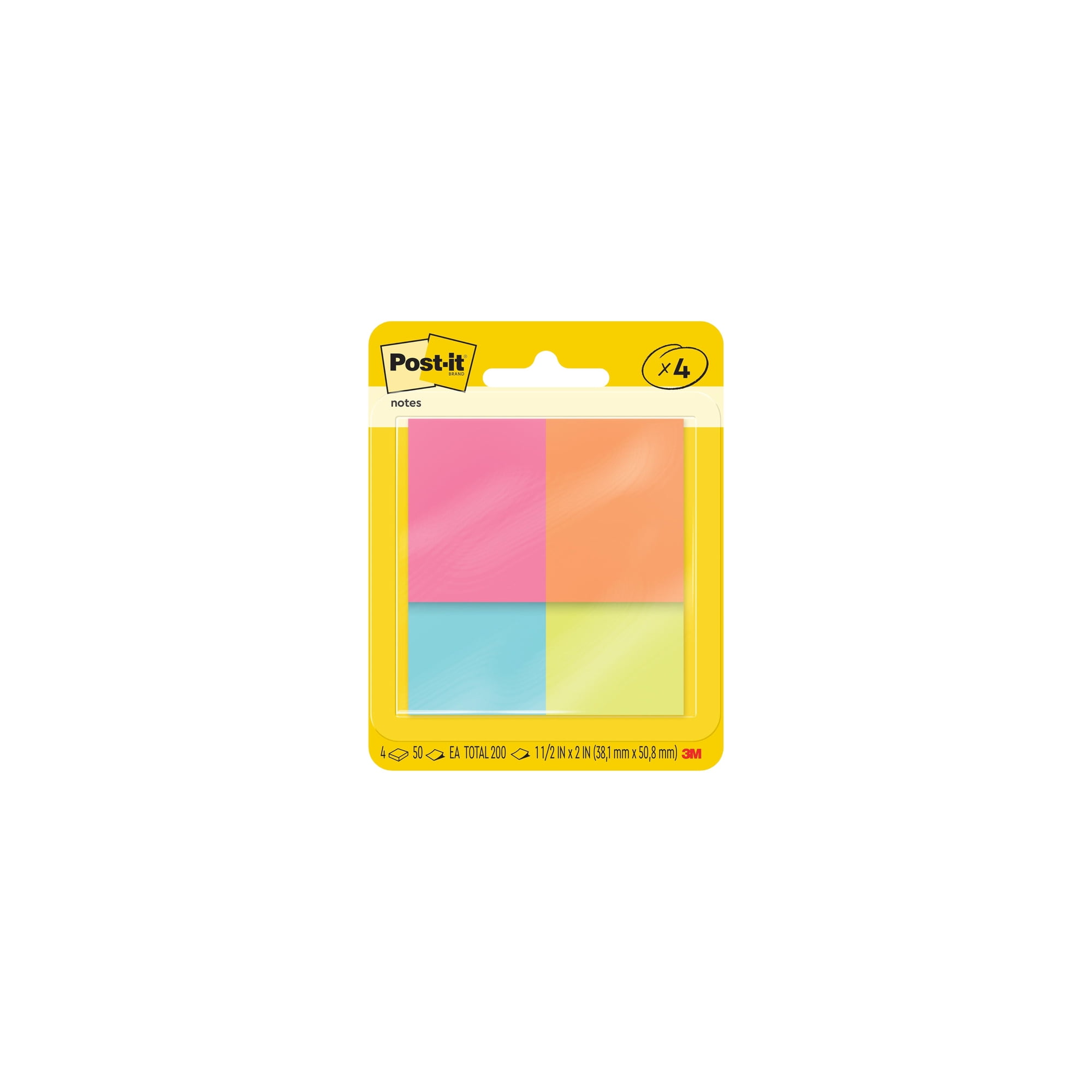Post-it 1.5 in. W X 2 in. L Assorted Sticky Notes (Pack of 32 ...