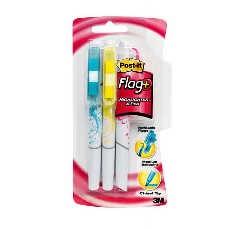 Post-it-1PK Flag+ Highlighter And Pen, Assorted Ink/Flag Colors, Chisel ...