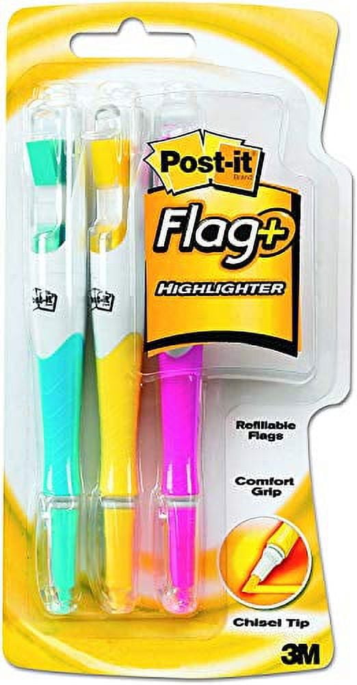 Post-it 70071178217 Flag+ Highlighter, Yellow, Pink, and Blue, 50-Color ...