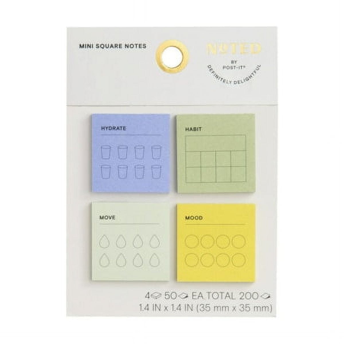 Post-it Adhesive Sticky Notes, 1.4375" x 1.4375", Cool Colors, 4 Pads ...
