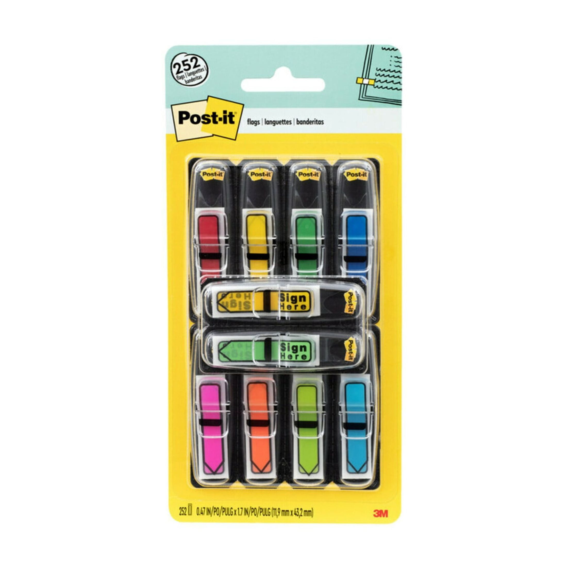 Post-it Bright Colored Arrow Combo Flags, Secure Sticking, 252/ Pack ...