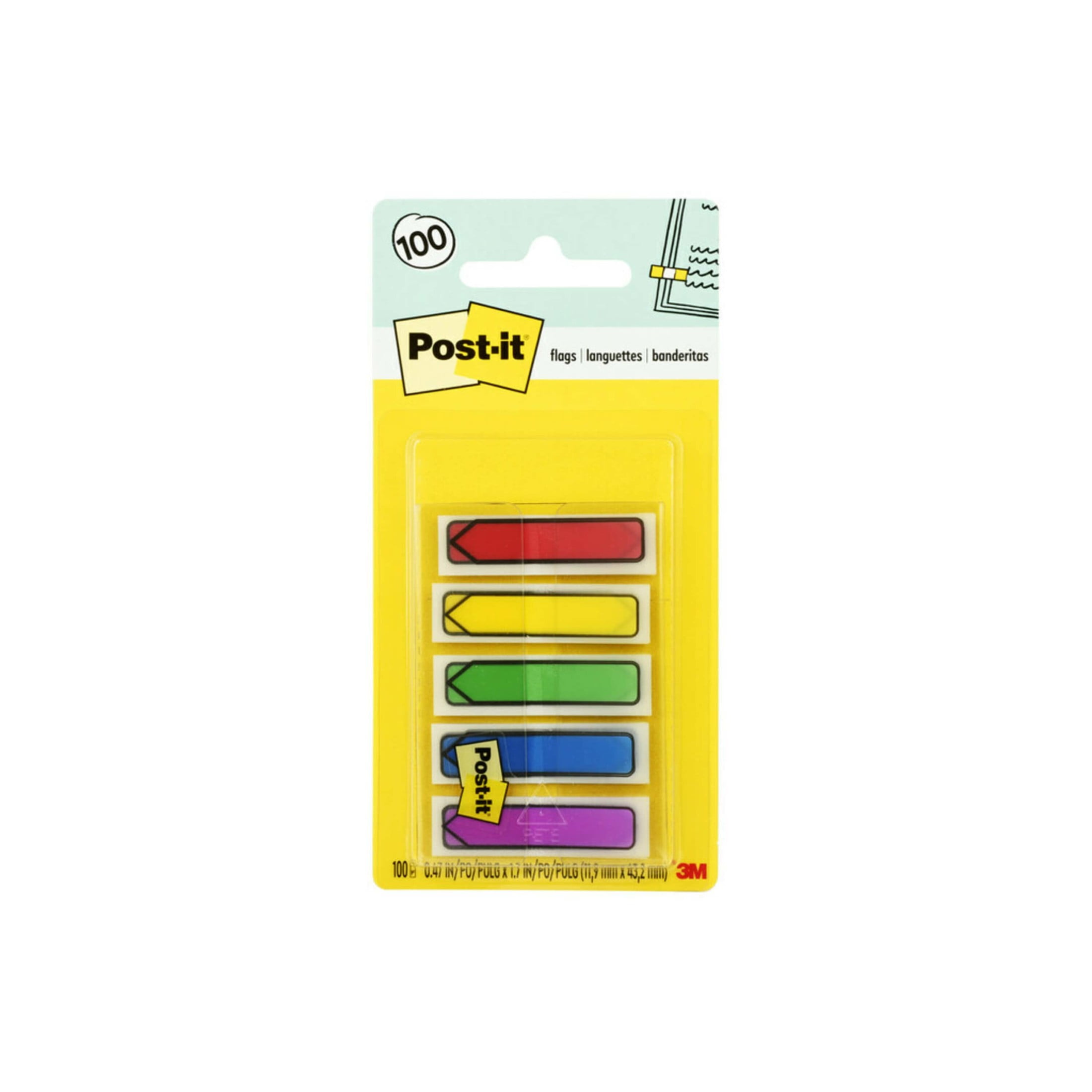Post-It Arrow Flags, Assorted Primary Colors, .47" Wide, 100 Flags ...