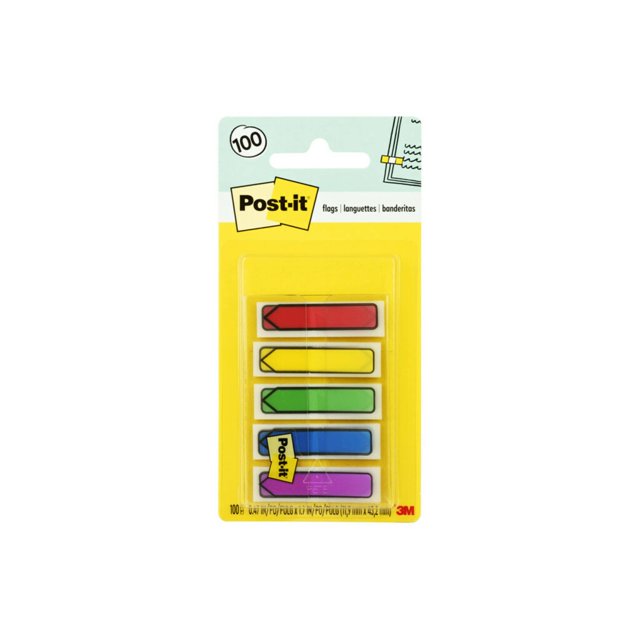Post-It Arrow Flags, Assorted Primary Colors, .47" Wide, 100 Flags ...