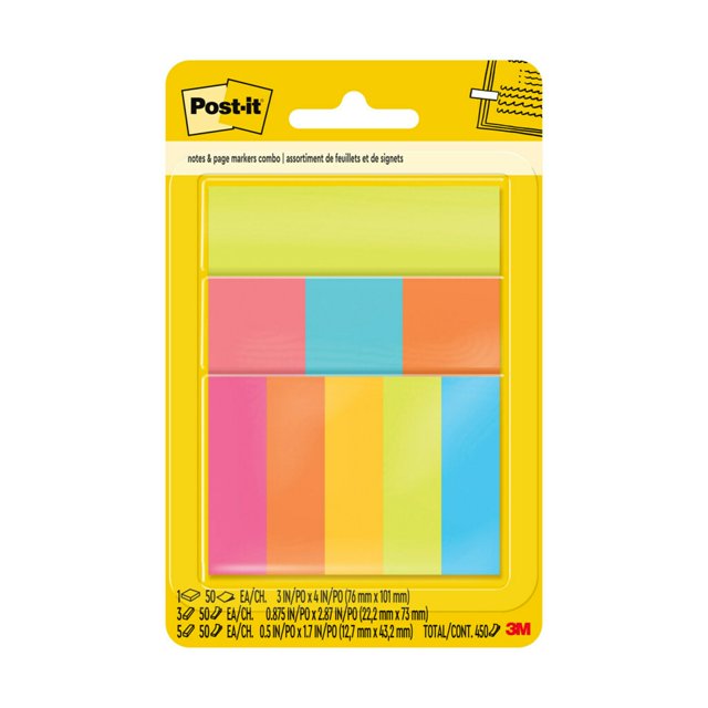 Post-it Combo Pack, Assorted Sizes & Colors, 450 Sheets Total - Walmart.com