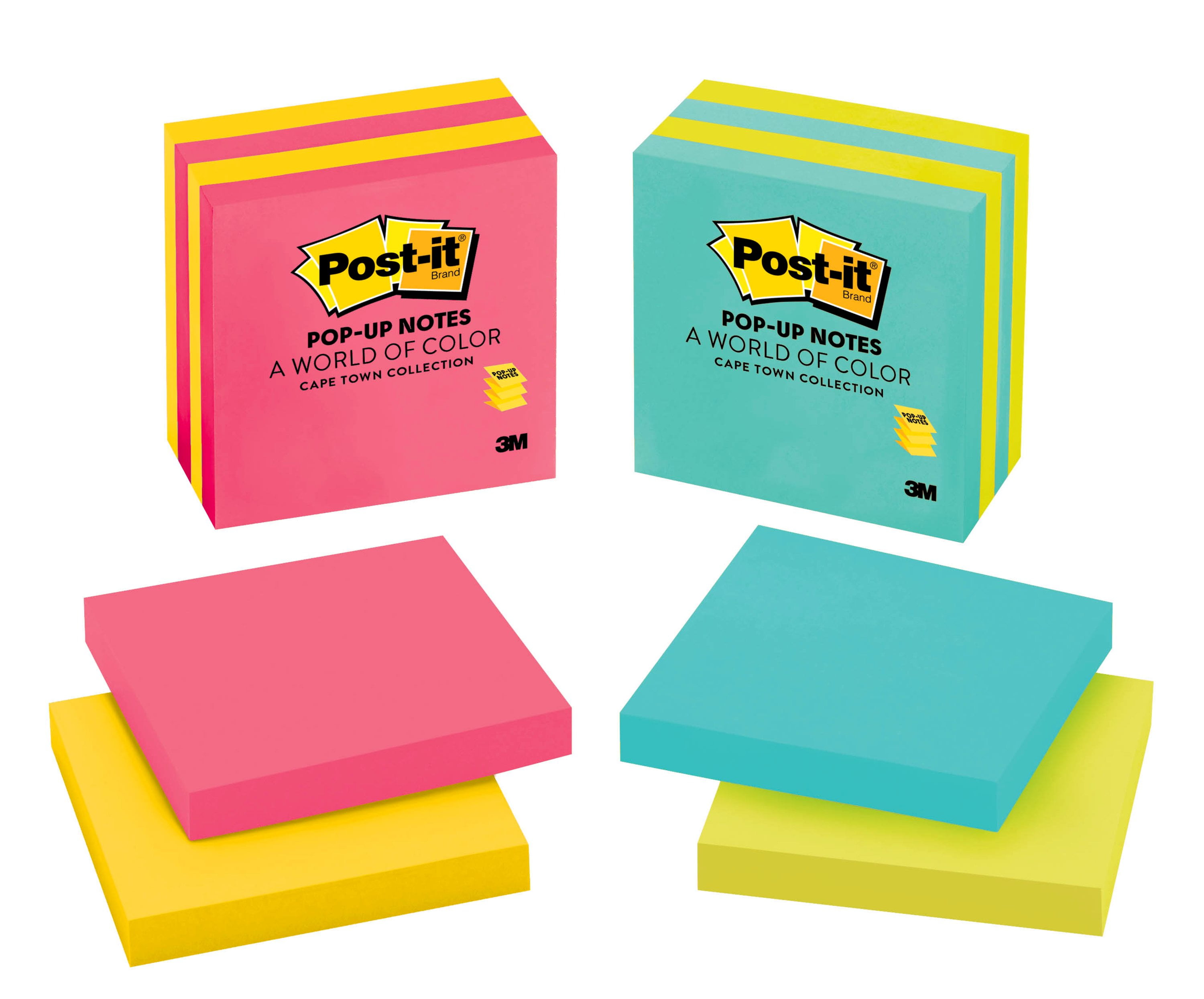 Post-it® Dispenser Pop-up Notes, 3 in x 3 in, Assorted Colors, 4 Pads ...