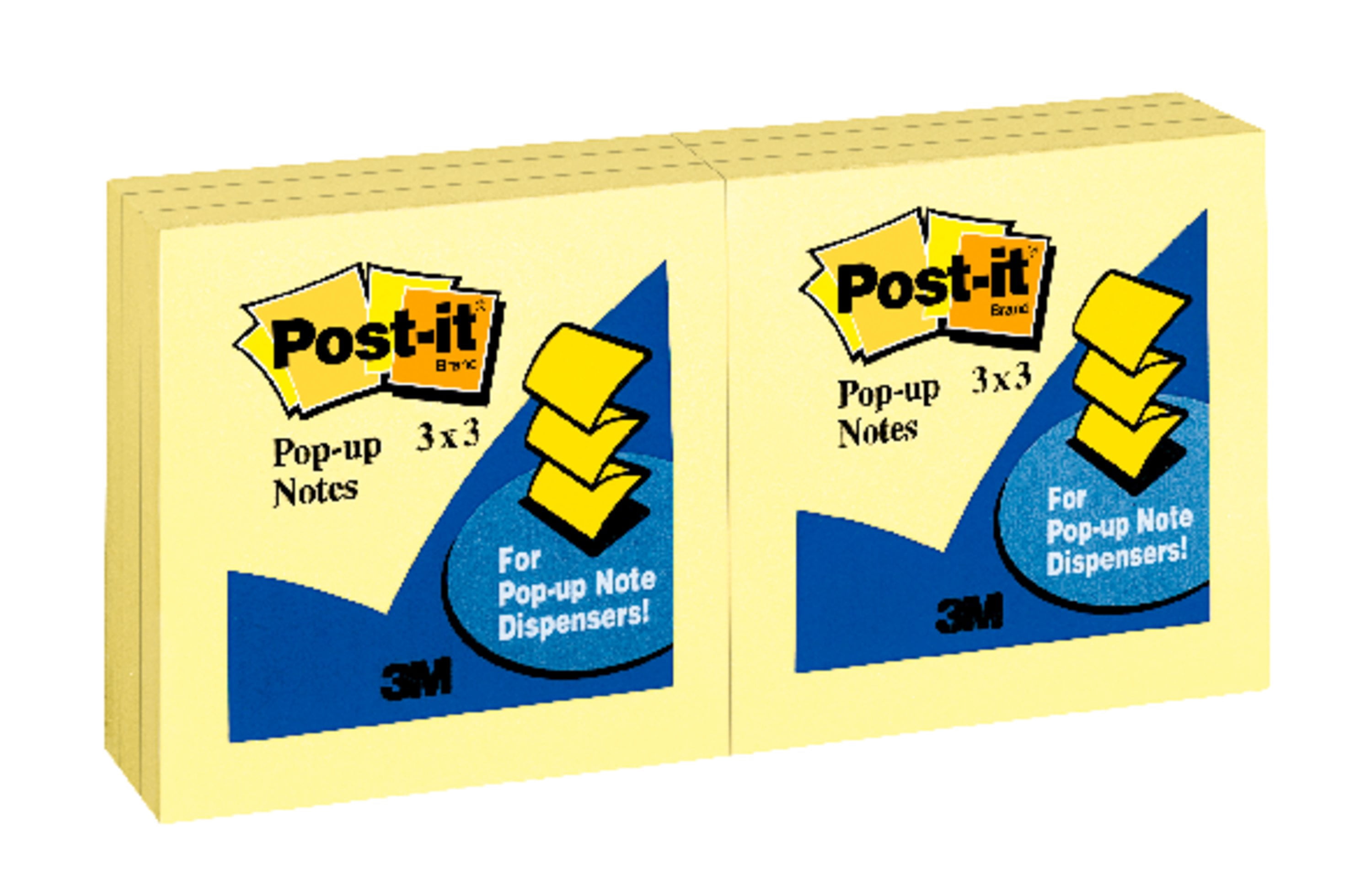 Post-it Dispenser Pop-up Notes, 3 in x 3 in, Canary Yellow, 12 Pads ...