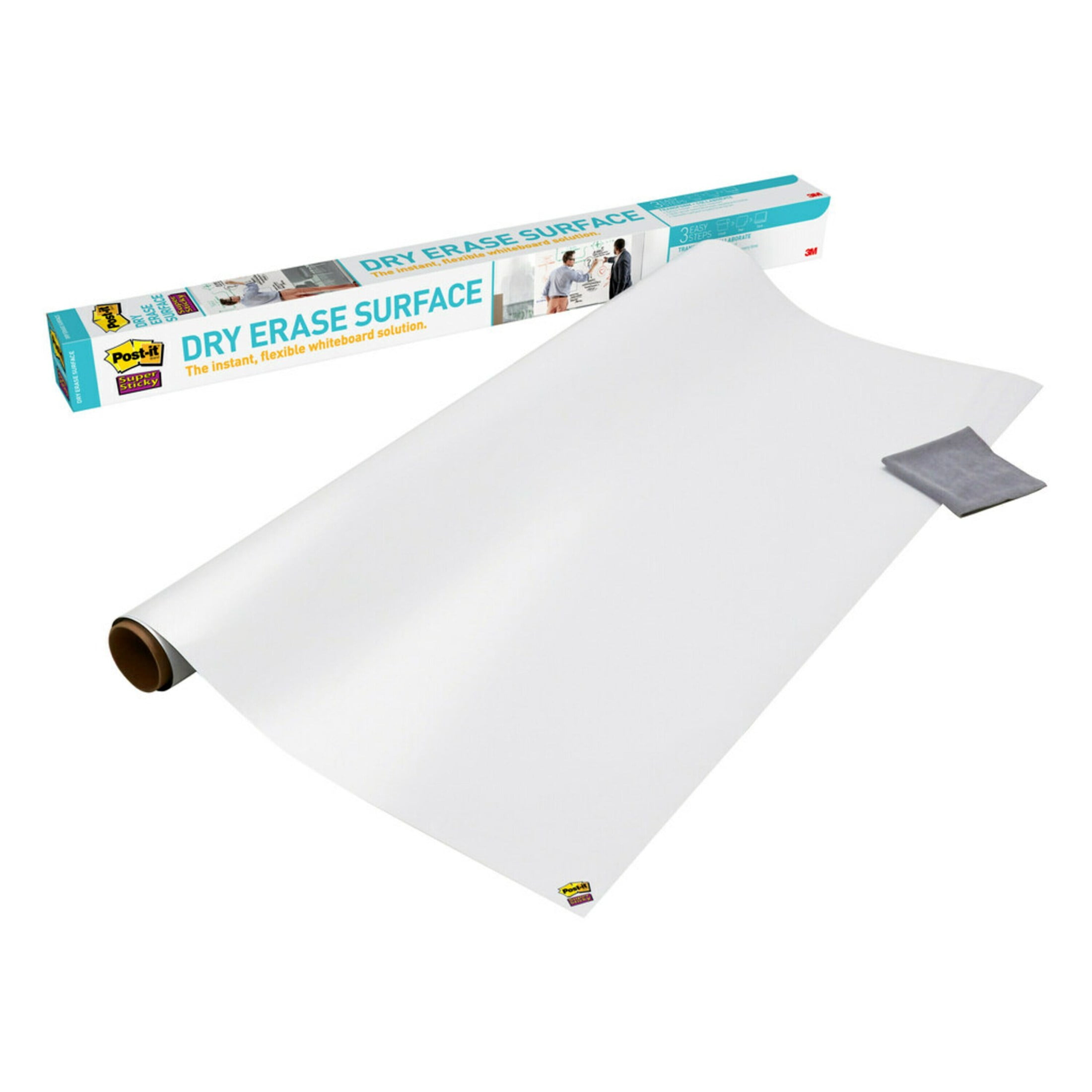Post-it Dry Super Sticky Self-Stick Dry Erase Surface Film, White, 8 ft ...