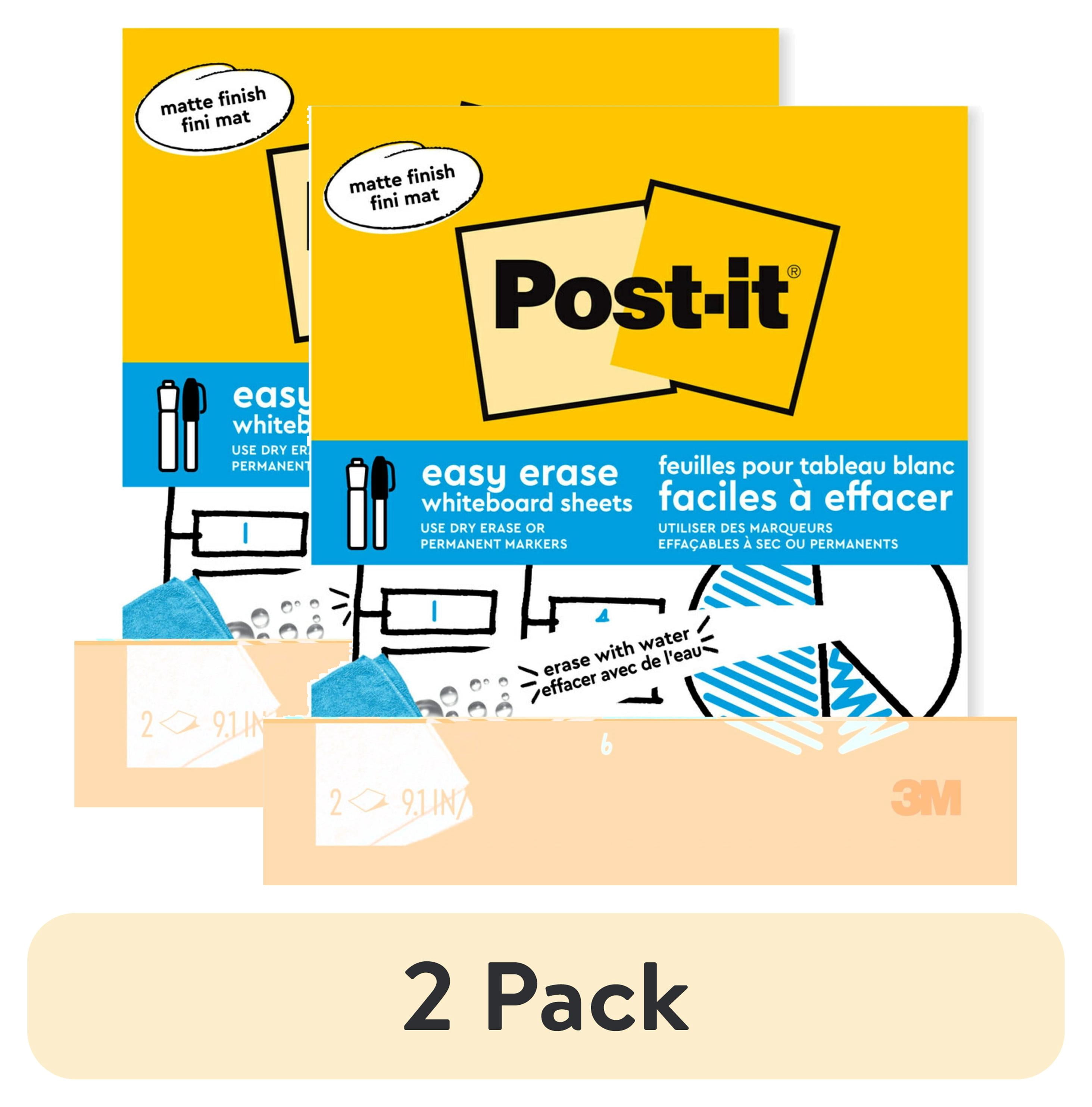 (2 pack) Post-it Easy Erase Permanent Marker Whiteboard Surface, 9.1 in ...