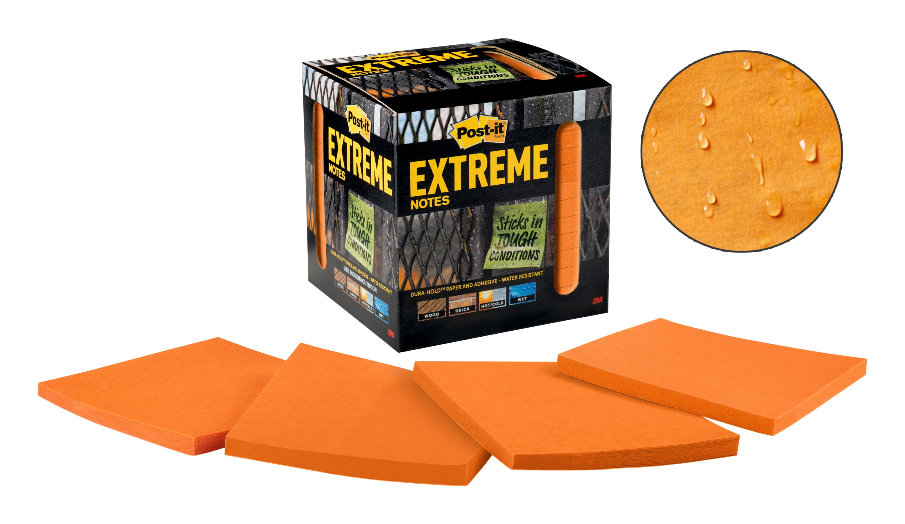Post-it® Extreme Notes, 3 in. x 3 in., Orange, 12 Pads/Pack, 45 Sheets ...