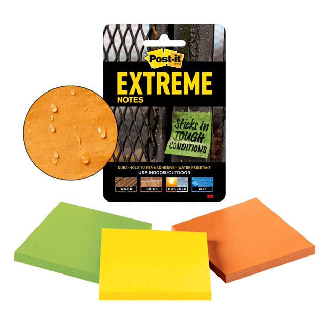 Post-it Extreme Notes, 3" x 3", Assorted Colors, 3 Pads - Walmart.com