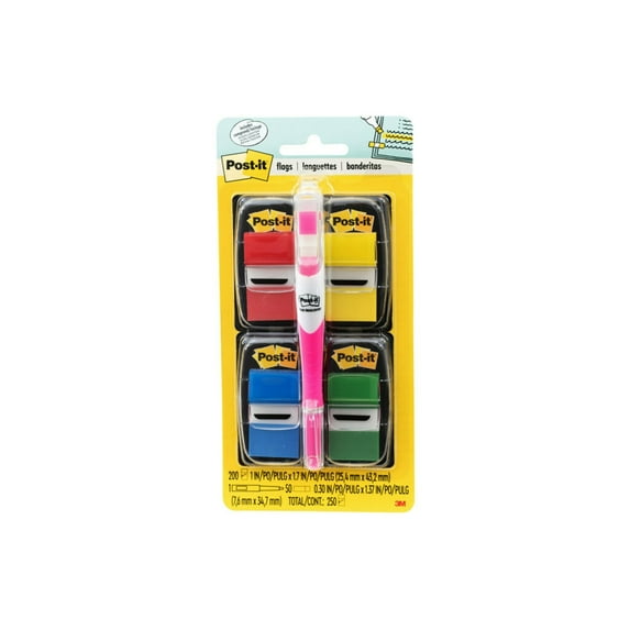 Post-it Flag Value Pack with Bonus Highlighter, 1" Flags - Walmart.com