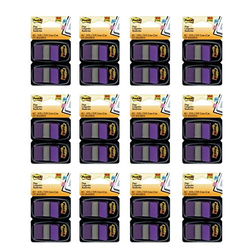 Post-it Flags, 1", Purple, 50/Dispenser, 2 Dispensers/Pack, 12 Pack ...