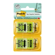 Post-it Message Flags, "Notarize", Yellow, 1 in. Wide, 50/Dispenser, 2 ...