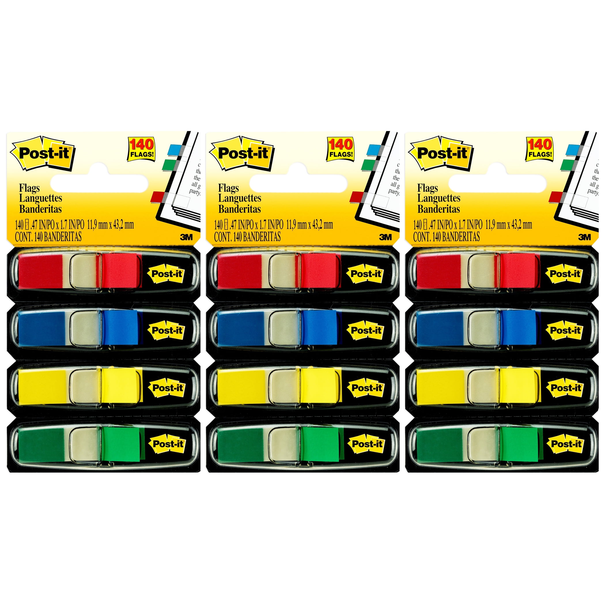 Post-it Flags, Assorted Primary Colors, .47 in. Wide, 35 Flags ...